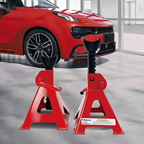 Donext Jack Stands 3 Ton (6,500 lb) Capacity Steel, 1 Pair Red Lifting Stand Adjustable Jack Stands