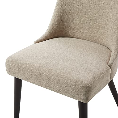 CHITA Mid-Century Modern Dining Chair, Upholstered Fabric Accent Chair for Dining Room, Set of 2, Flax Beige in Fabric
