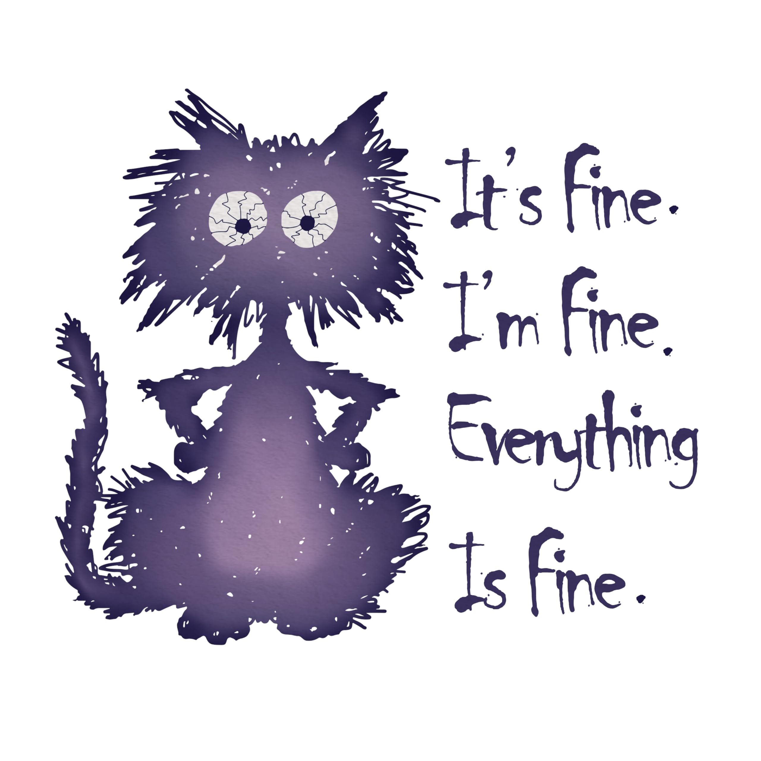 Fabric Panel 8"x8" Frazzled Cat I'm Fine 100% Cotton Quilting Panel Square A242