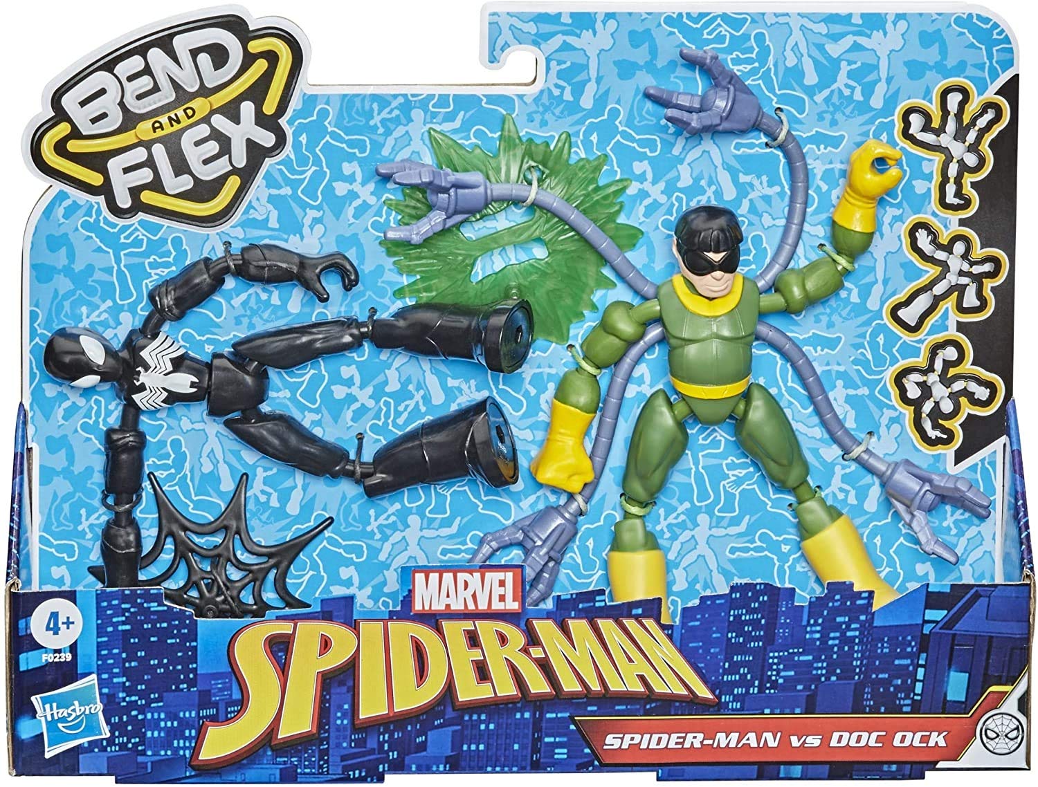 Spider-Man Marvel Bend and Flex Black Suit Vs. Doc Ock Action Figure Toys, 6-inch Flexible Figures, for Kids Ages 4 and Up