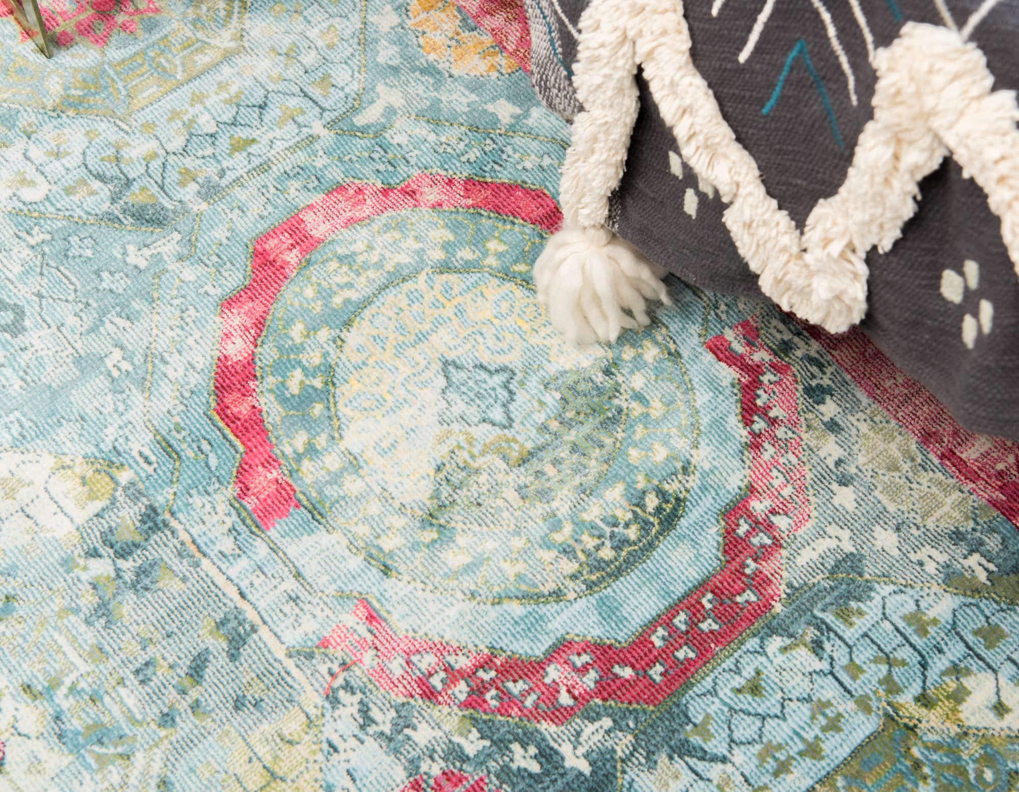 Unique Loom Baracoa Collection Area Rug - Coppelia (2' 2" x 6' 1" Runner, Turquoise/ Gold)