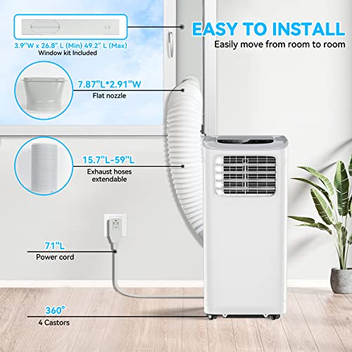 Portable Air Conditioners, 12000 BTU Portable AC Uint with Dehumidifier & Fan Mode for Room up to 550 Sq.Ft, 3-in-1 Room Air Conditioner with Remote, 24Hrs Timer, Installation Kit for Home Office