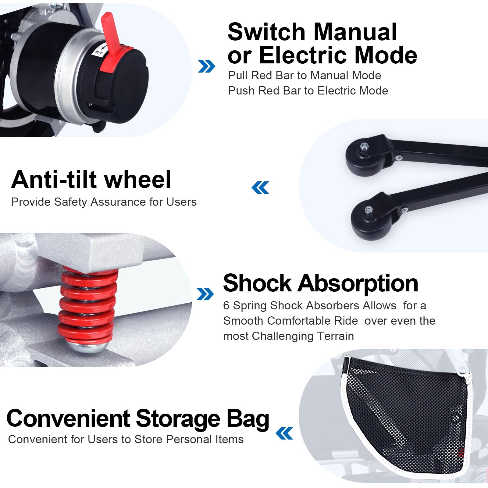 Electric Wheelchair 2024 New Update Folding Power Mobility Wheelchair Weight 64 lbs with 12" Solid Rear Tires More Stable