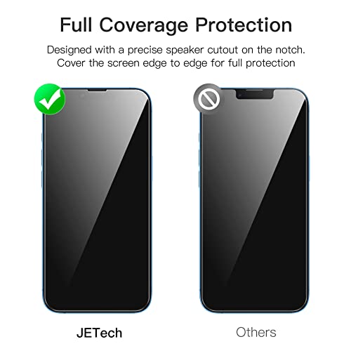 JETech Full Coverage Screen Protector for iPhone 13/13 Pro 6.1-Inch, 9H Tempered Glass Film Case-Friendly, HD Clear, 3-Pack