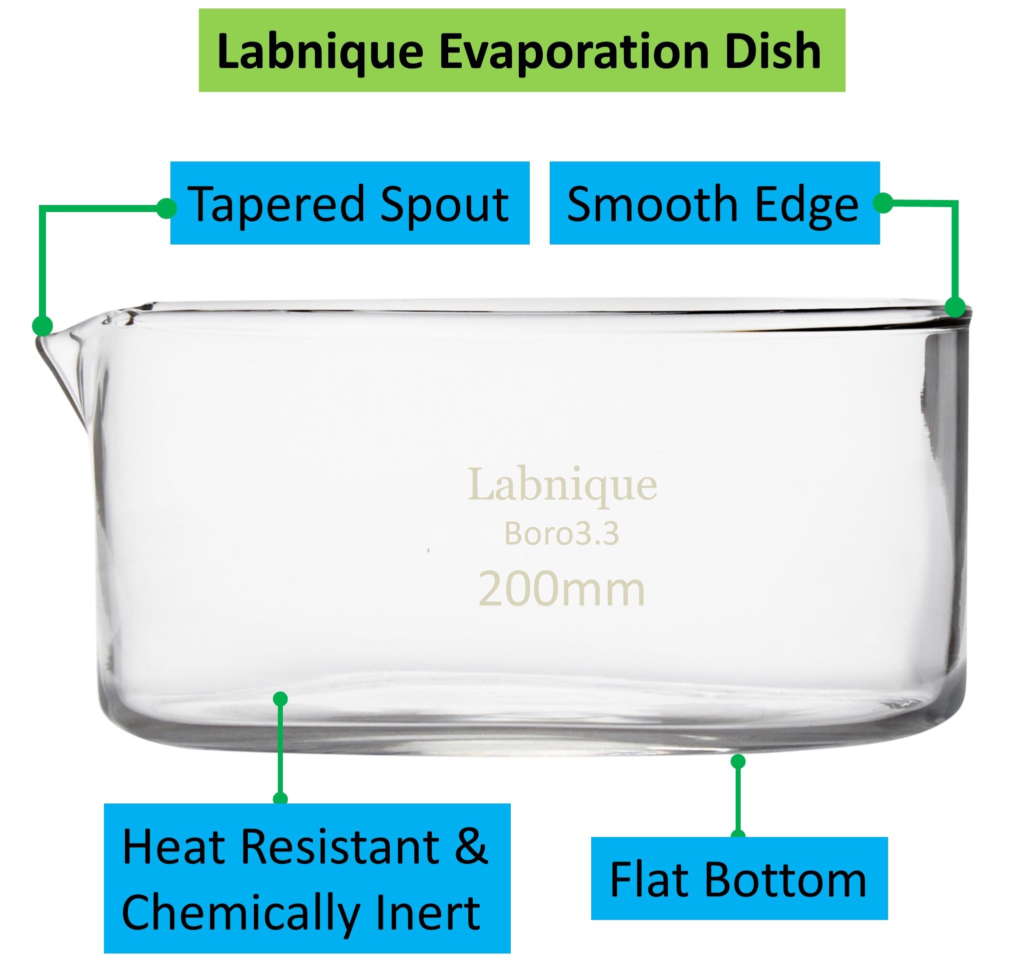 Labnique Borosilicate Glass Crystallizing Dish with Spout, Evaporation Dish (100mm), 300 ml Capacity