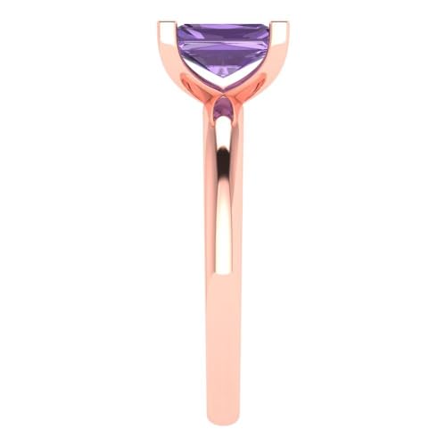 Clara Pucci 1.0 ct Emerald Cut Solitaire Simulated Alexandrite Engagement Wedding Bridal Promise Anniversary Ring 18K Rose Gold Size 6.5