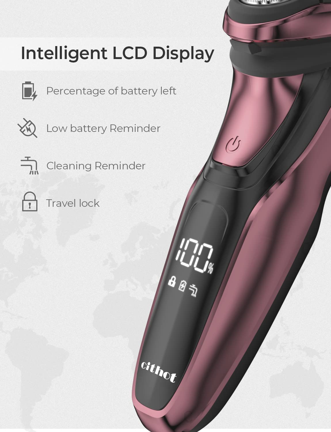 CITHOT Electric Razor for Men Electric Shaver with Pop-up Trimmer, Wet and Dry Razor with Screen Display IPX7 Rechargable Cordless Blue