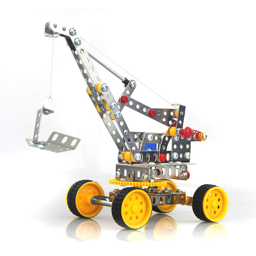 IRON COMMANDER Erector Set - Educational Building Toys for Kids Ages 8 and up w/ 235 Pieces, Building Blocks STEM Toys - Metal Crane Building Model with Metal Beams and Screws