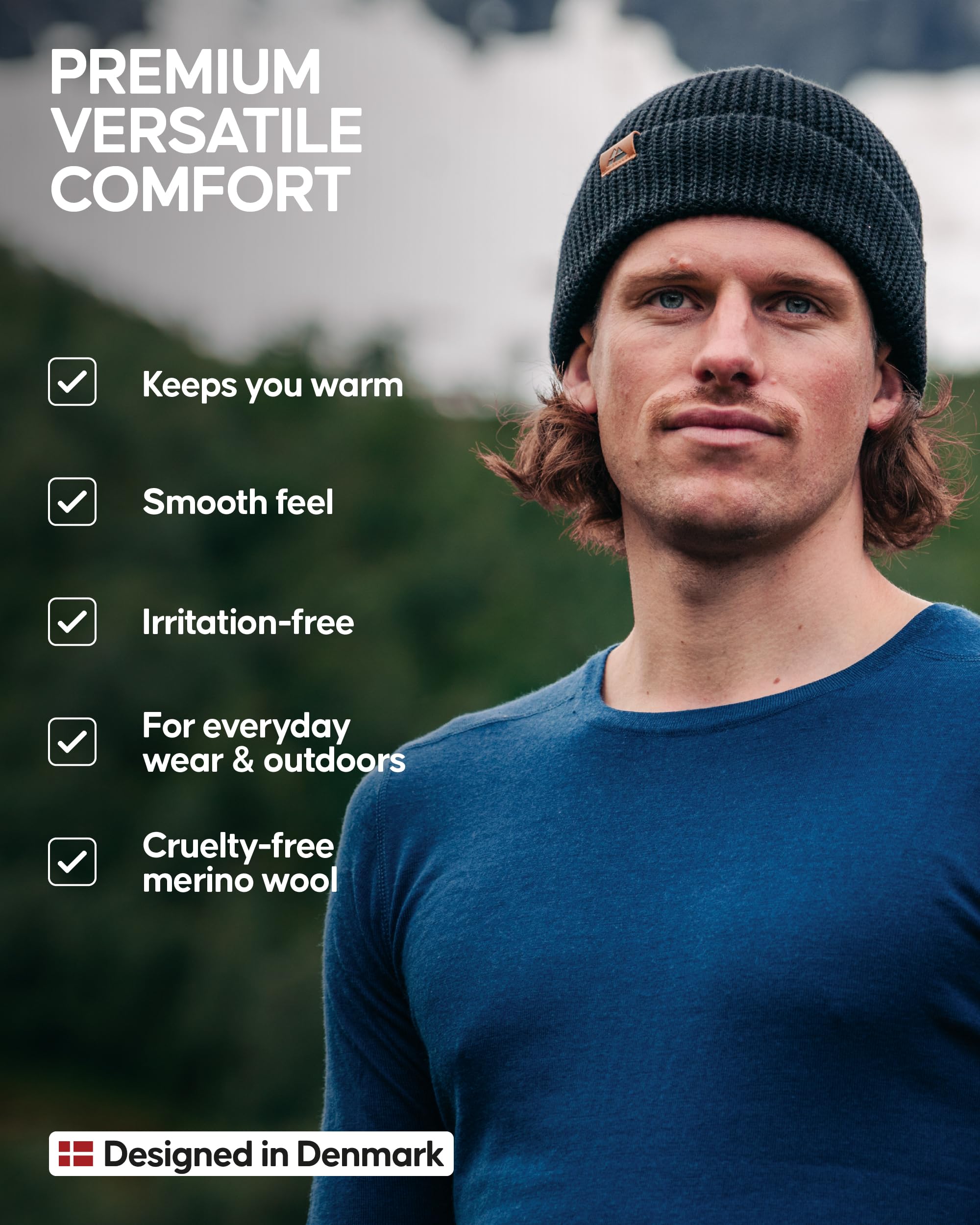 DANISH ENDURANCE Polar Fleece Merino Beanie Adult 1-Pack One Size Black 1-Pack