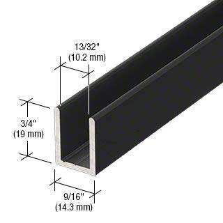 CRL SDCD38MBL Matte Black 3/8" Fixed Panel Shower Door Deep U-Channel - 95"