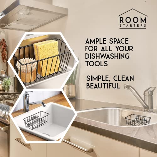 Sponge Holder for Kitchen Sink | Kitchen Sink Sponge Holder - Kitchen Sink Caddy - Dish Sponge Holder by ROOM STARTERS (Black)