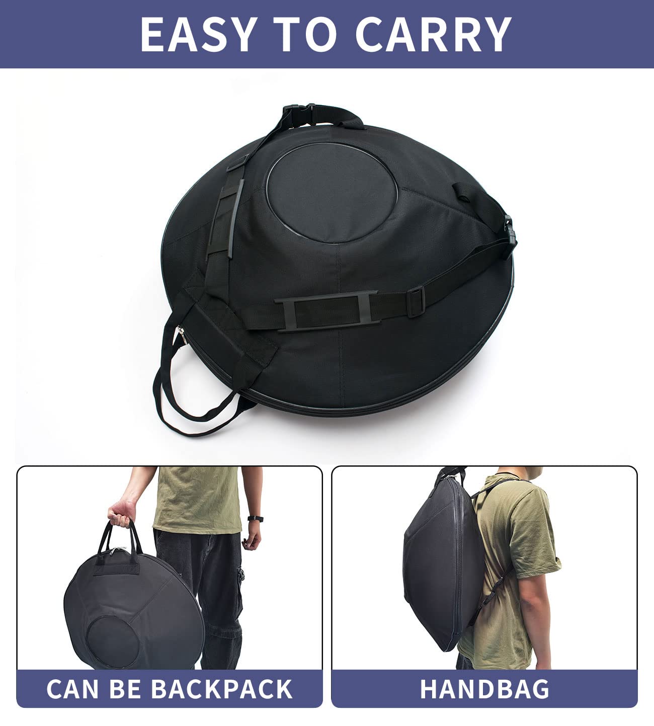 YuELinG Handpan Drum 9 notes 22inch Purple in D minor with Soft Handpan case, Durable Stand, mallets and dust-free cloth