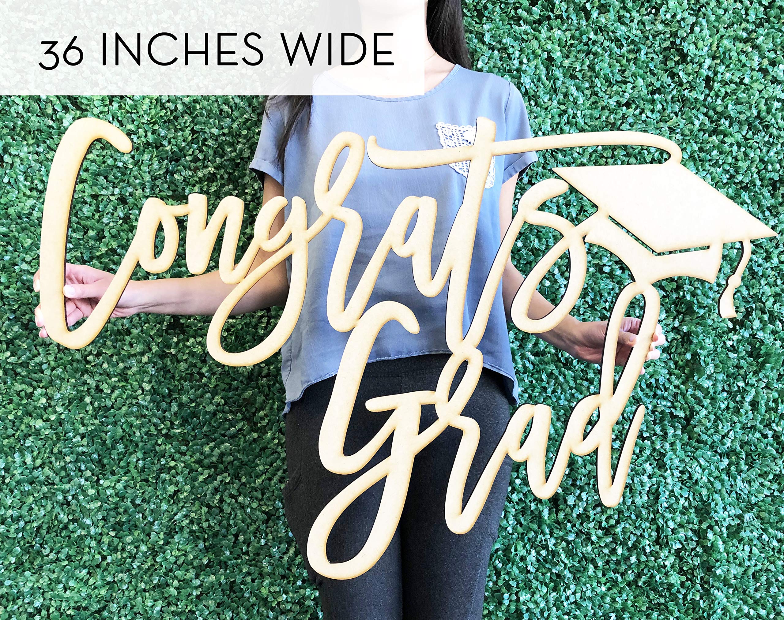 Congrats Grad Wooden Sign - 5 Sizes: 12, 18, 24, 30, 36 inches wide - For Graduation Party, Grad Backdrop, Cap and Gown- Made by Lavender Dots Design
