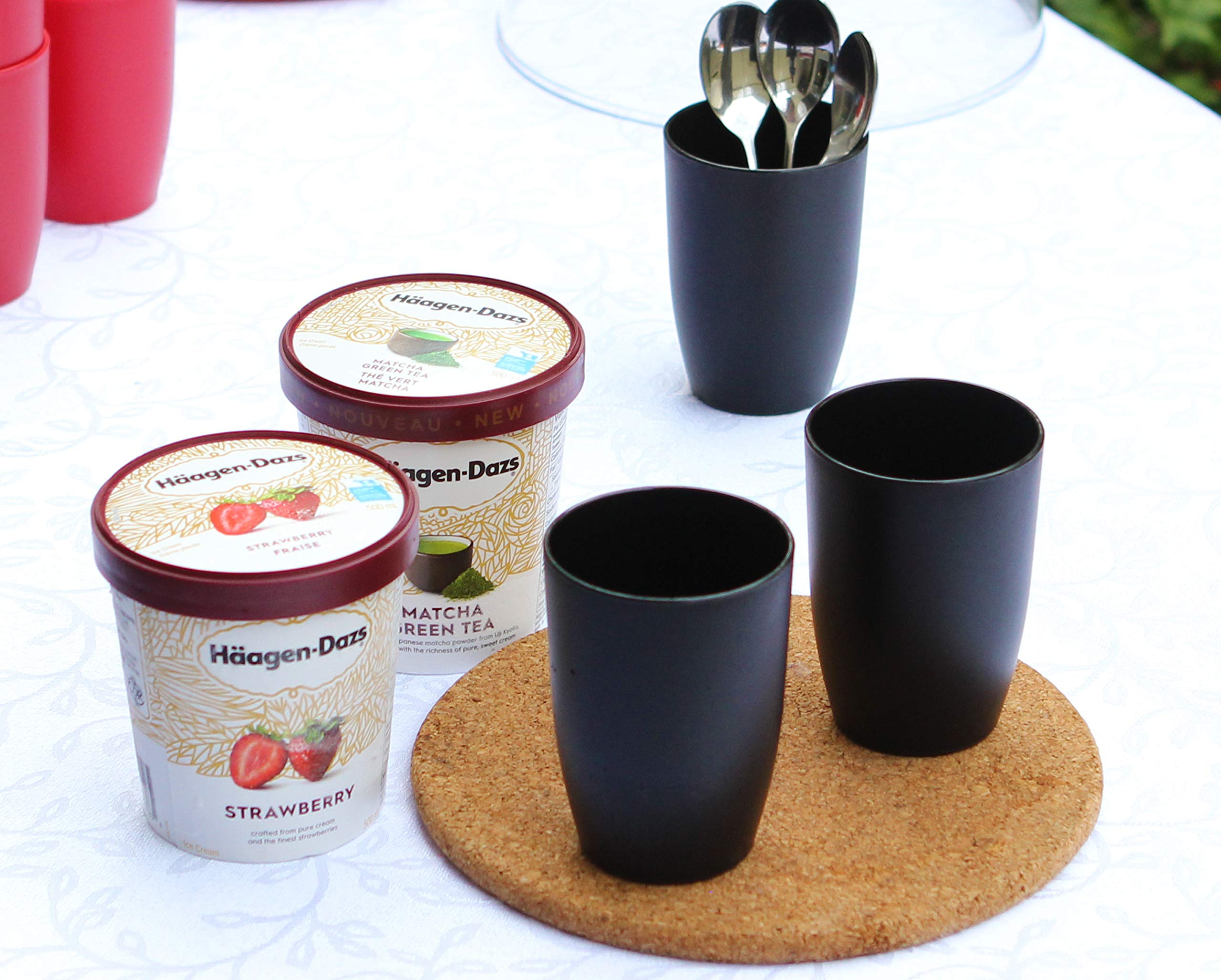 Coza- Unbreakable, Durable and Reusable Cozy Cups- for Water, Cold Drinks and Hot Drinks- BPA FRee- Set of 6 (9.3 oz each) (Set of 6, Black)