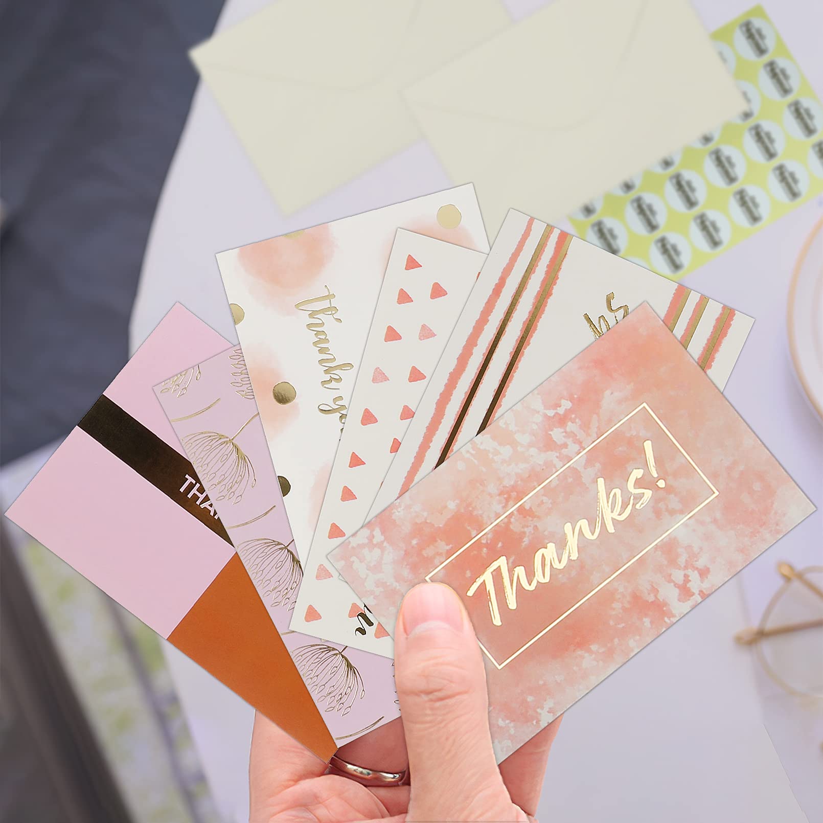 Nuposul Thank You Cards with Envelopes - 24 Blank Note Cards for All Occasion, Baby Showers,wedding, birthday party