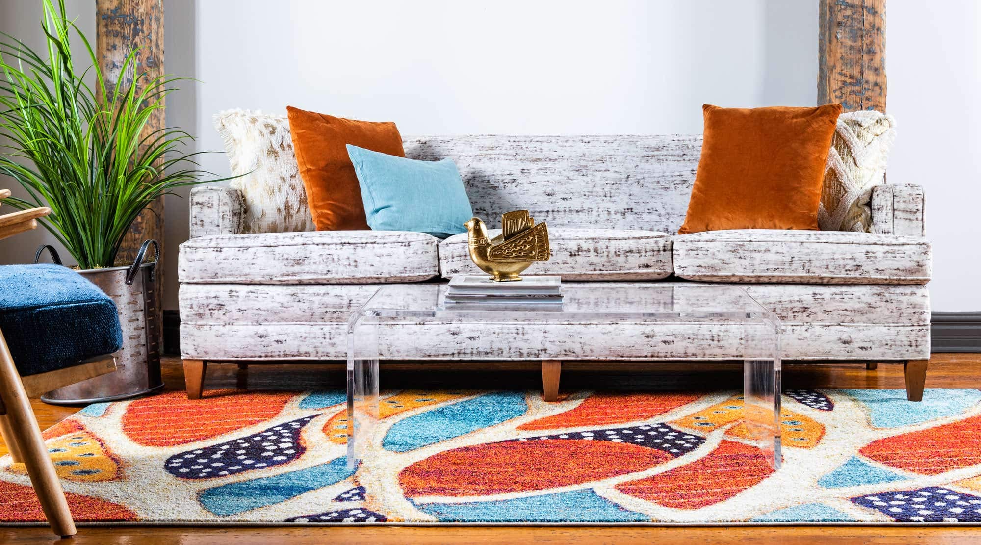 Unique Loom Positano Collection Coastal Modern Abstract Oceanic Rust Red Area Rug (5' x 8')