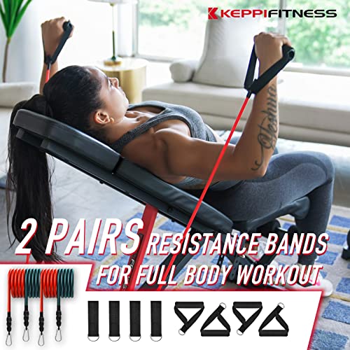 Keppi Adjustable Weight Bench,Foldable Workout Bench Press for Full Body Strength Training, Incline Decline Bench with Fast Folding - 2023 Version