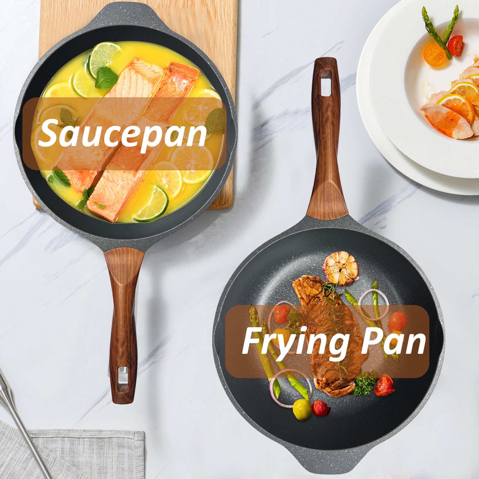 Frying Pan Nonstick Wok Pan, Aneder Woks and Stir Fry Pans 11 Inch Skillet for Electric,Induction and Gas Stoves