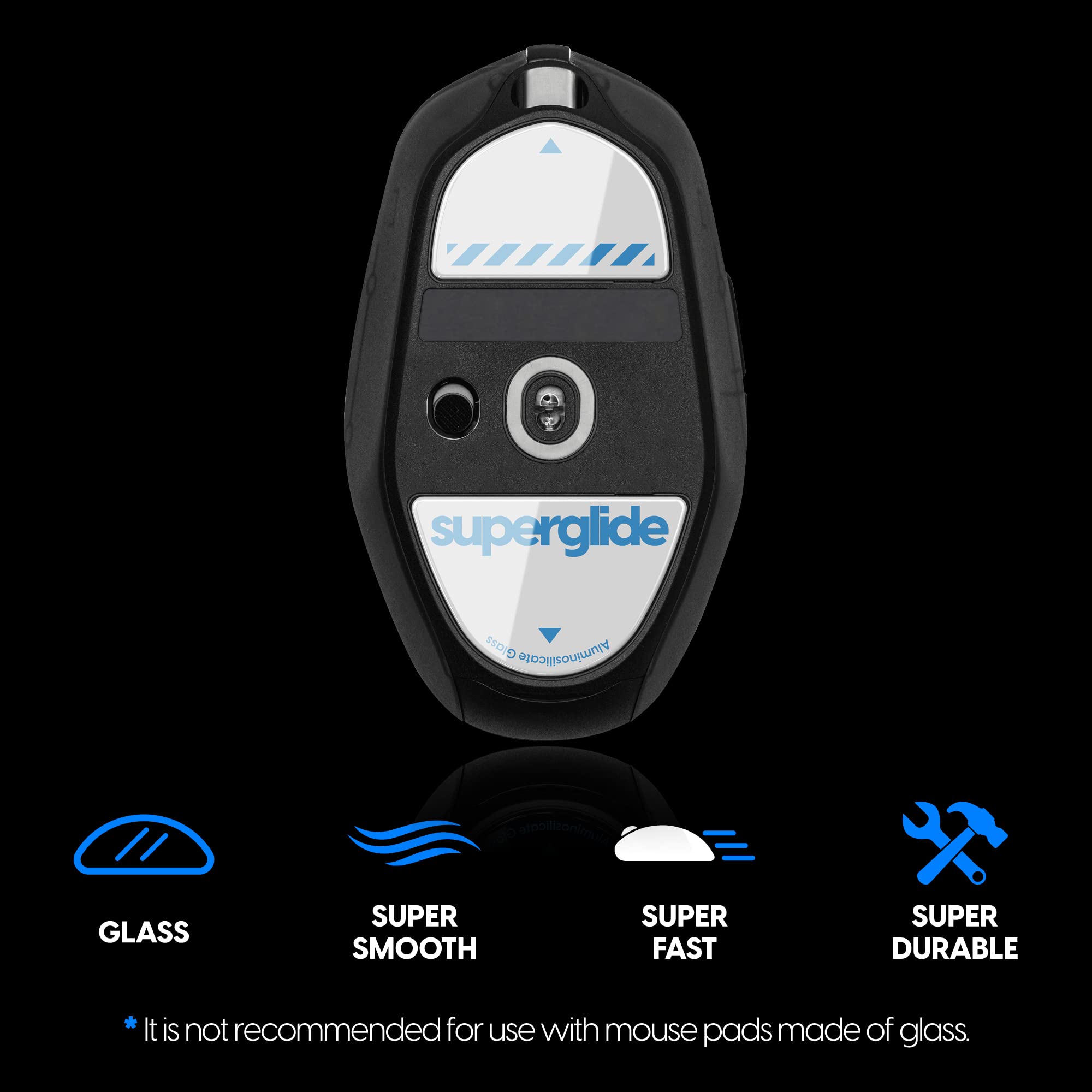 Superglide - Fastest and Smoothest Mouse Feet/Skates Made with Ultra Strong Flawless Glass Super Fast Smooth and Durable Sole for Logitech G303 Shroud [White]