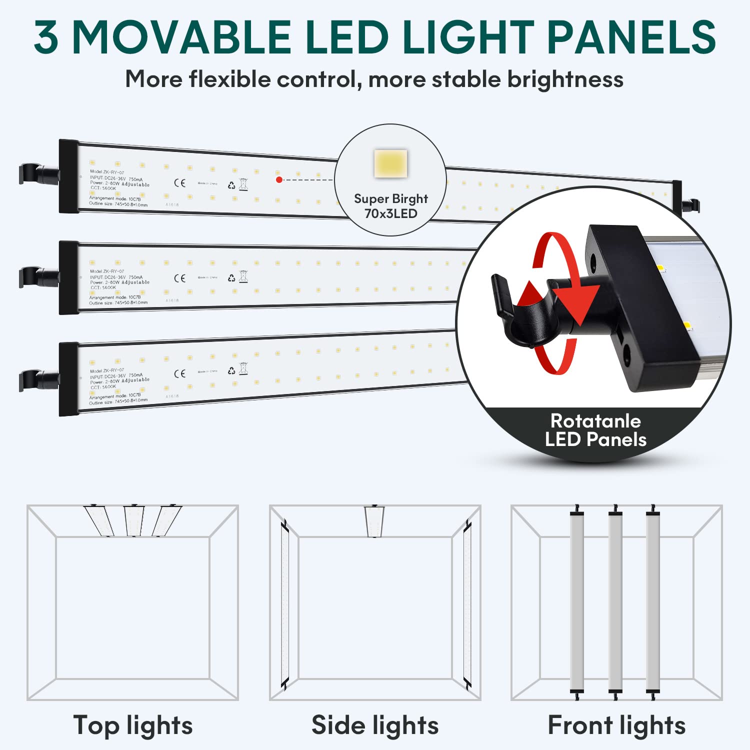 Daguerre 32"x32" Light Box for Product Photography, Professional Large Photo Studio with 3 Stepless Dimming Lights Panels, 210 LED Beads, and 6 Color Backdrops, Perfect Photo Booth Shooting Tent Kit