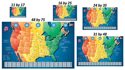 ImageAbility North America Laminated Gloss Time Zone Area Code Map with Reverse Lookup, Desk Size 11 by 17 Inches