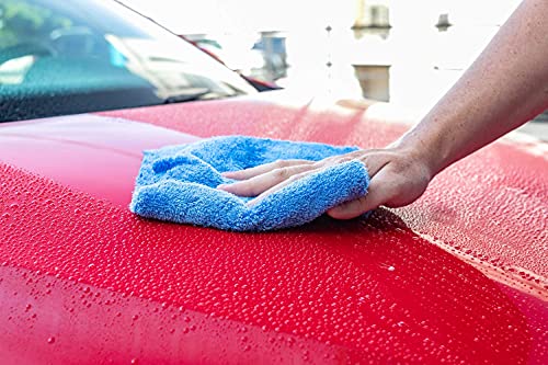The Rag Company - Eagle Edgeless 500 (4-Pack) Professional Korean 70/30 Blend Super Plush Microfiber Detailing Towels, 500GSM, 16in x 16in, Blue