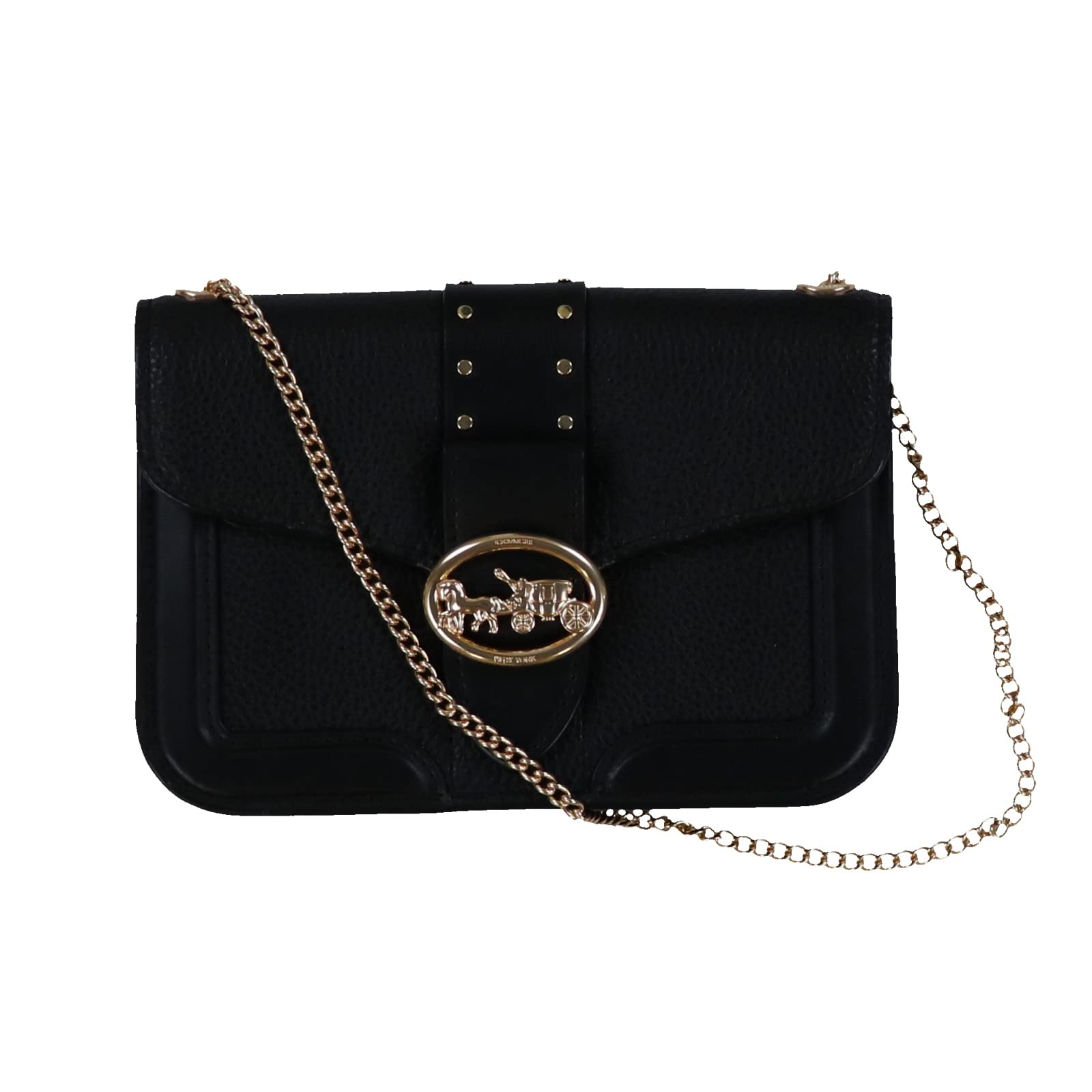 Coach Women's Georgie Crossbody Bag (Pebble Leather - Rivets - Black)