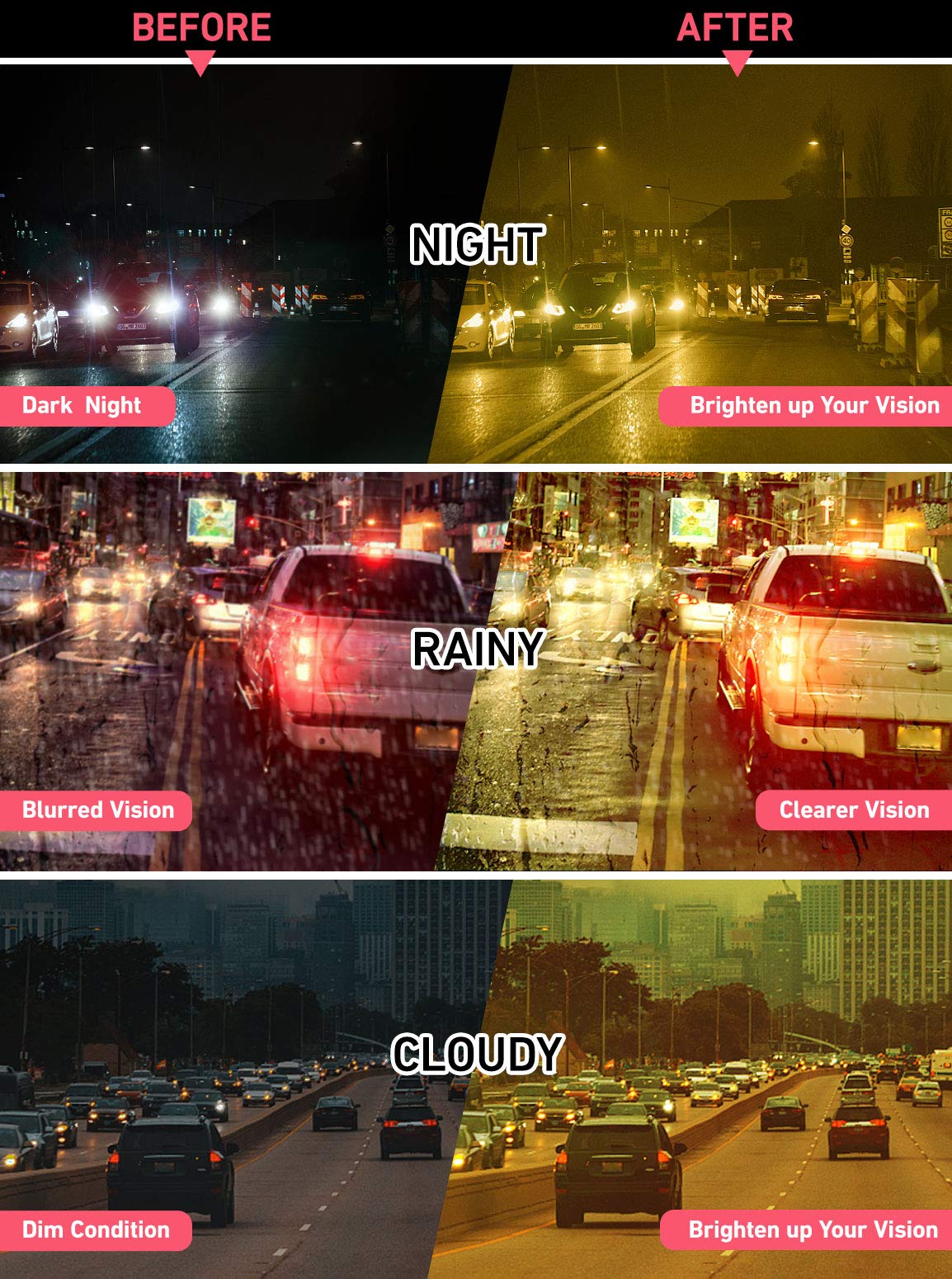 CGID Night Vision Driving Glasses Women Anti Glare Headlight Glasses Polarized UV400