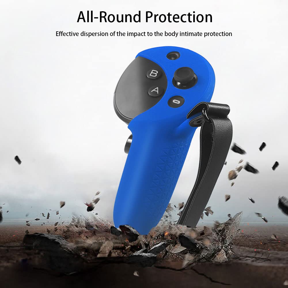 Controller Grips Cover Compatible with Oculus Quest pro Accessories, with Battery Opening Cover and Anti-Detachment Strap (Blue Grips)