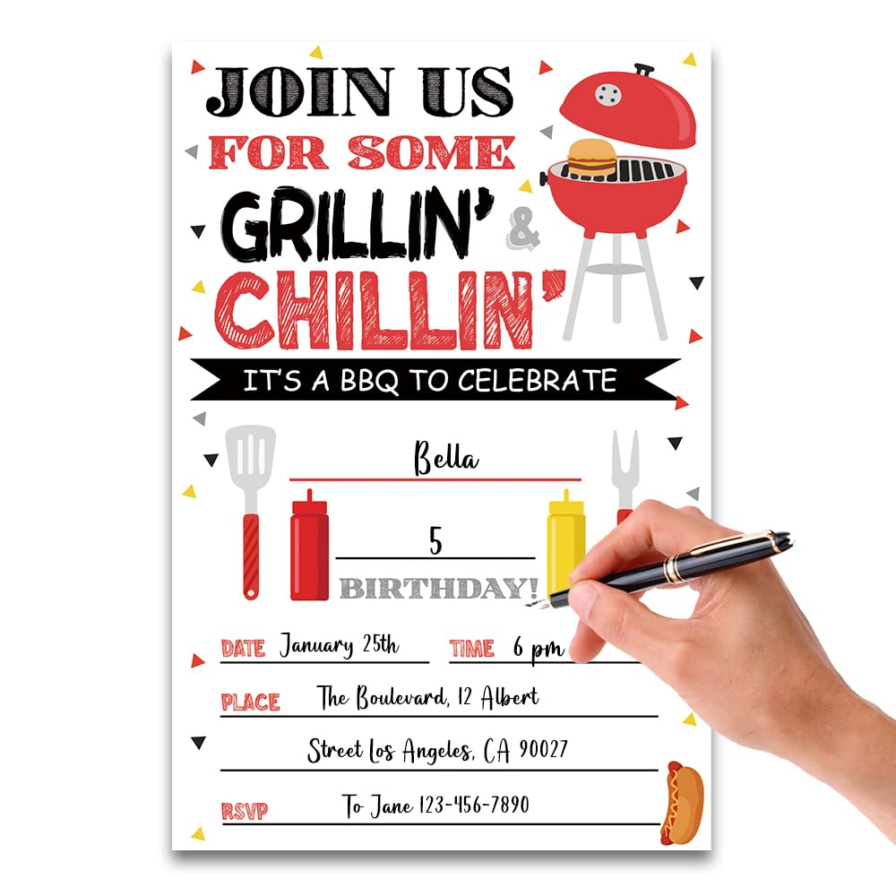 FujLoy BBQ Birthday Party Invitation, Barbecue Party Invitation, BBQ Invitation, BBQ Birthday Invitation.(059)