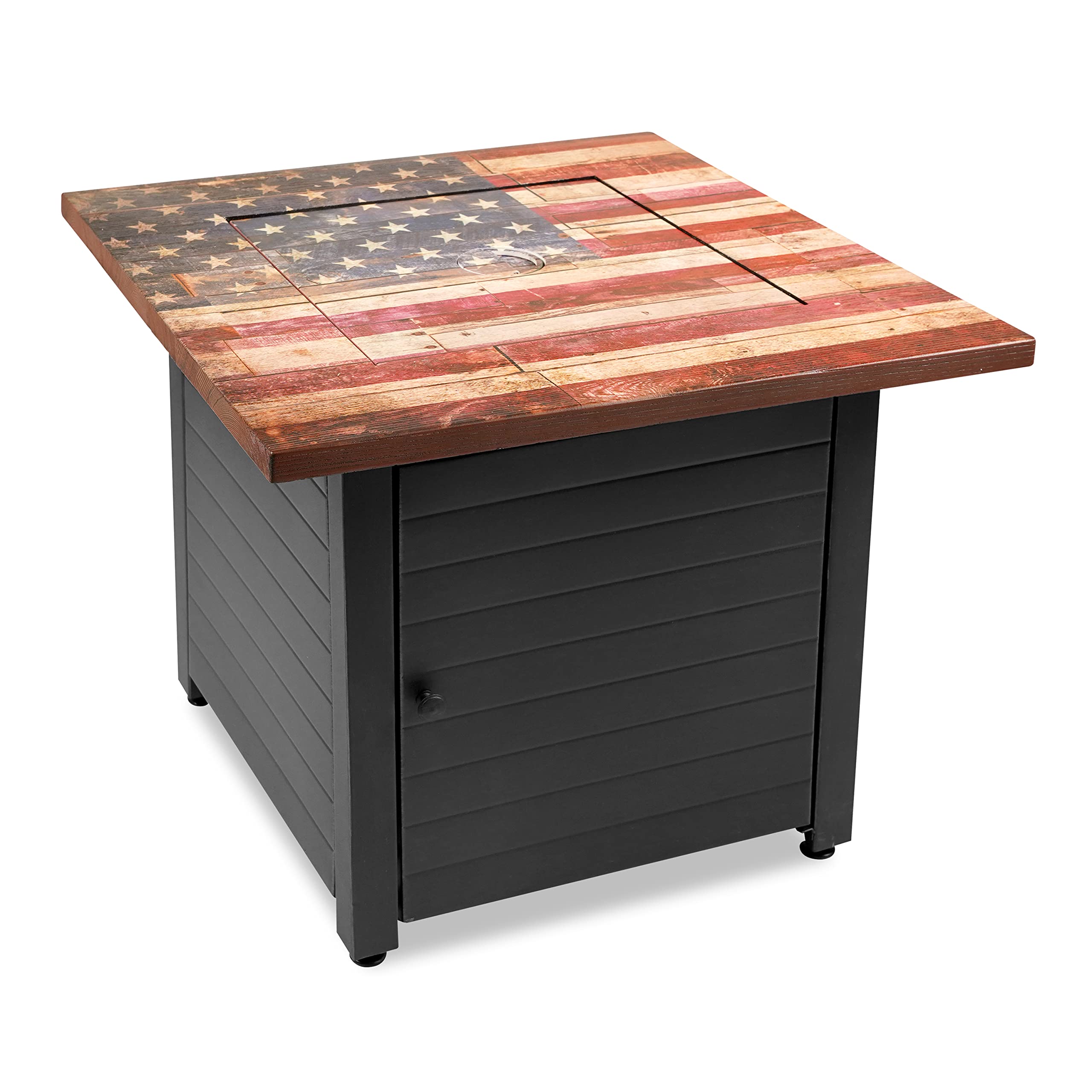 Endless Summer, The Liberty, Square 30" Outdoor Propane Fire Pit, Includes White Fire Glass, Protective Cover, and Patented Hide-Away Door