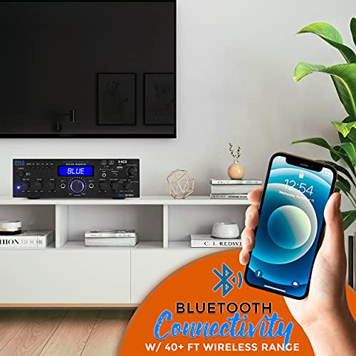 Pyle Wireless Bluetooth Home Stereo Amplifier - Multi-Channel 200 Watt Power Amplifier Home Audio Receiver System w/HDMI, Optical/Phono/Coaxial, FM Radio, USB/SD, AUX, RCA, Mic - Remote -PDA9HBU.5