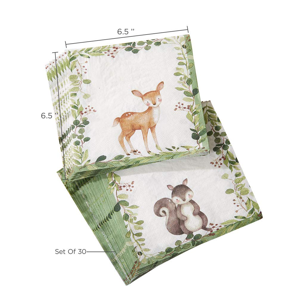 Kate Aspen Woodland Baby Shower Decorative Paper Napkins, Thick Decorative Dinner Napkins, Luncheon Serveware, 2 ply, 30 Count (Pack of 1)