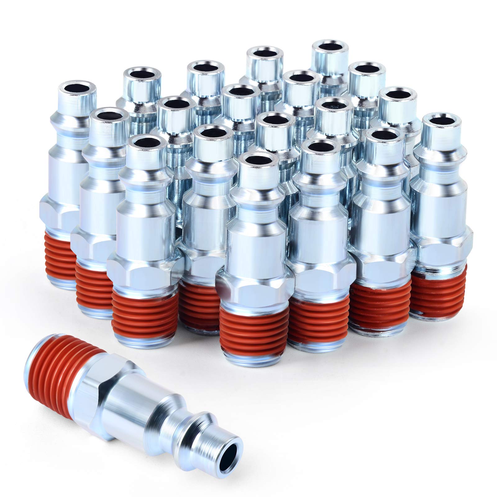 GASHER 1/4-Inch NPT Male Industrial Air Plug, Pneumatic Plugs 300PSI (20-Pack)