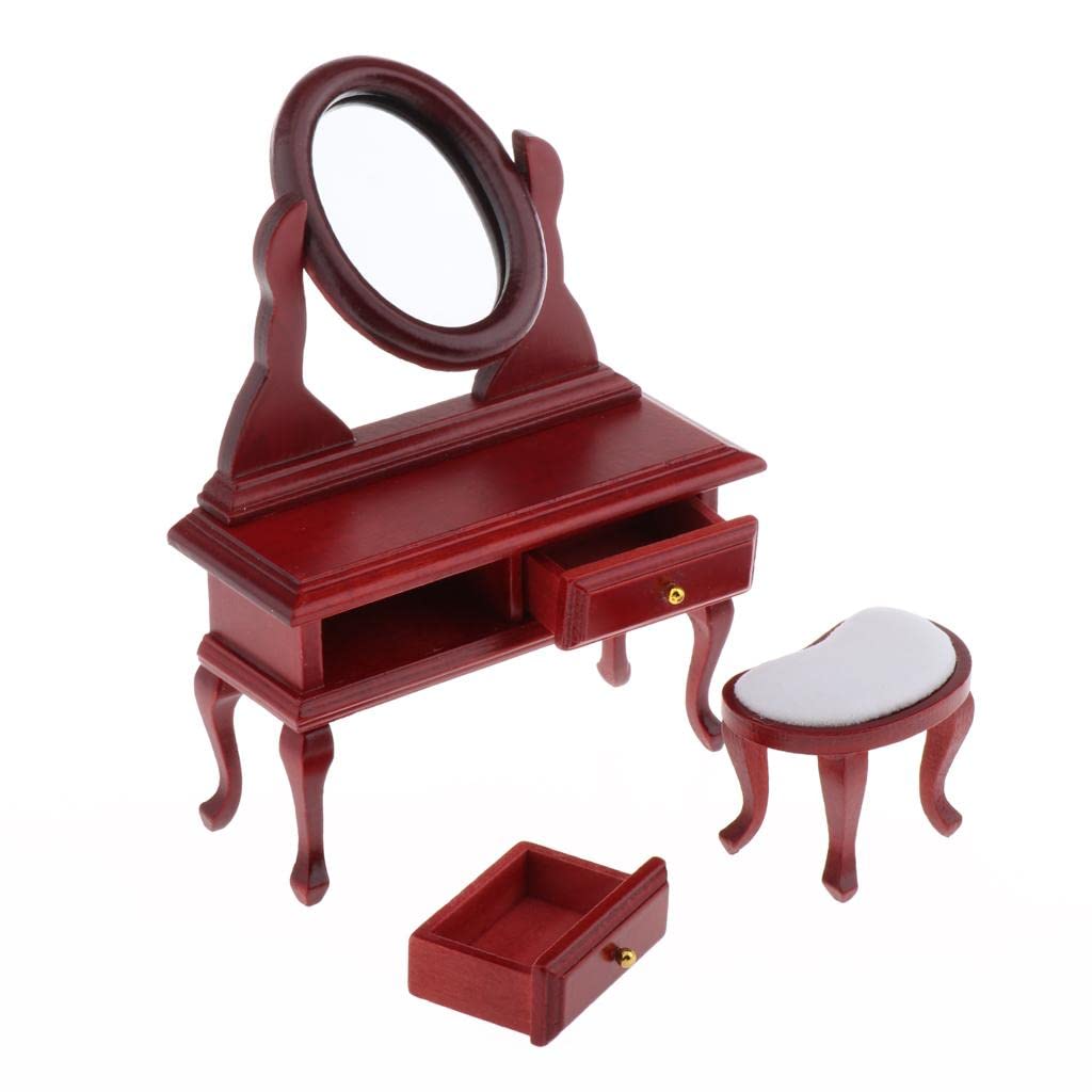 Esquirla 1/12 Scale Dollhouse Bedroom Furniture Accessories, Miniature Wooden Dressing