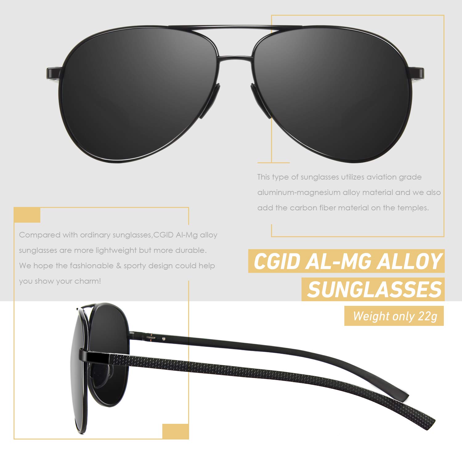 CGID Pilot Sunglasses Men Women Polarized UV400 Protection 62MM Pilot Metal Shades 3 Pack Gold Frame Grey, Blue, Silver Frame Silver Lens