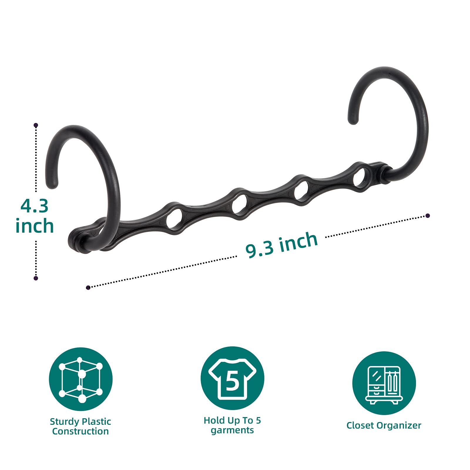 ZEDODIER Space Saving Hangers,Magic Hangers 10 Pack Sturdy Plastic Closet Space Saver Closet Organizer(Black)