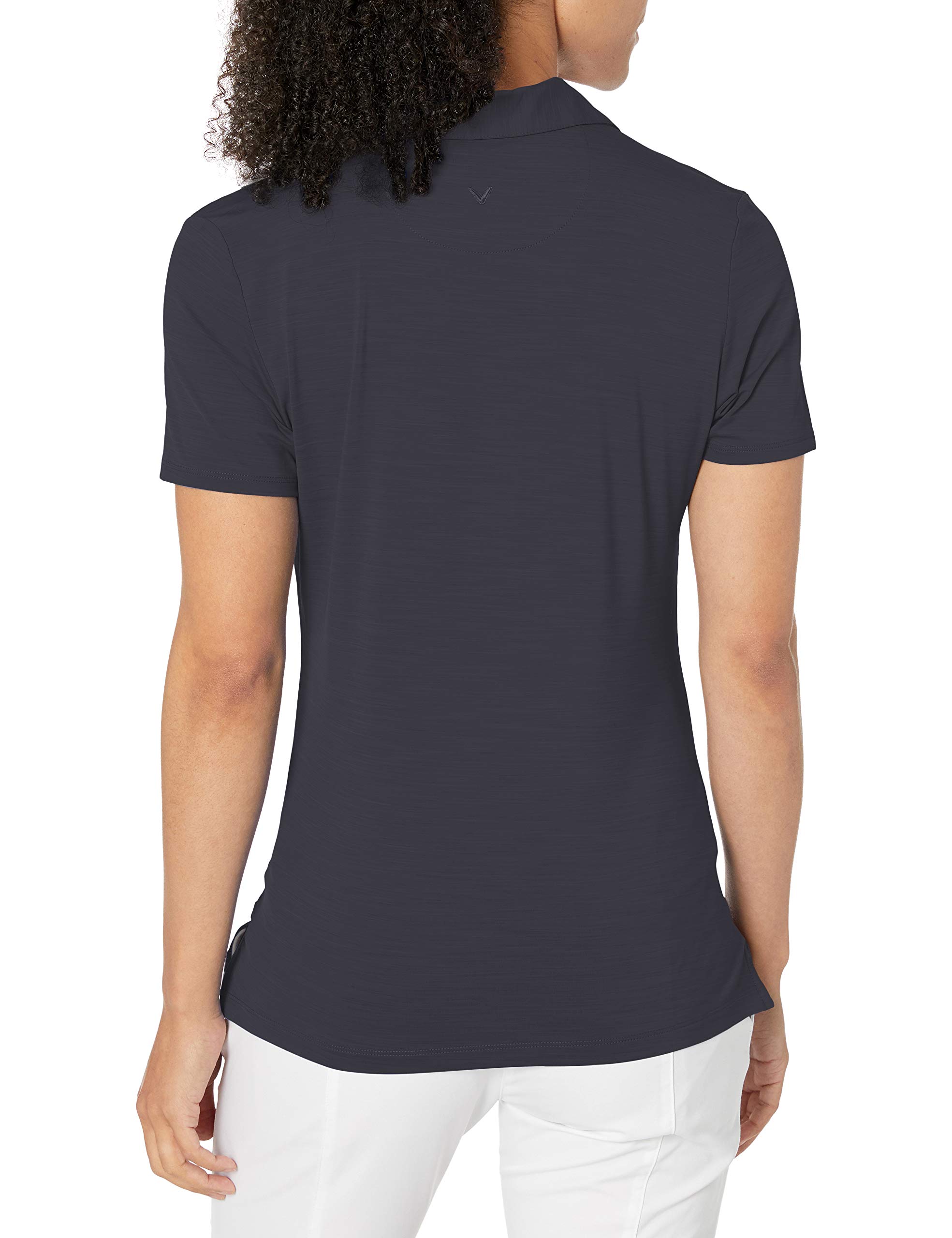 Callaway Women's Golf Short Sleeve Tonal Stripe Polo Shirt, Black, Large