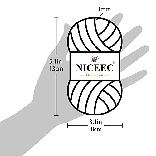 NICEEC 3 Skeins Soft Chenille Yarn Blanket Yarn for Knitting Fancy Yarn for Crochet Weaving DIY Craft Total Length 3×85m (3×93yds, 3×50g)_Orange