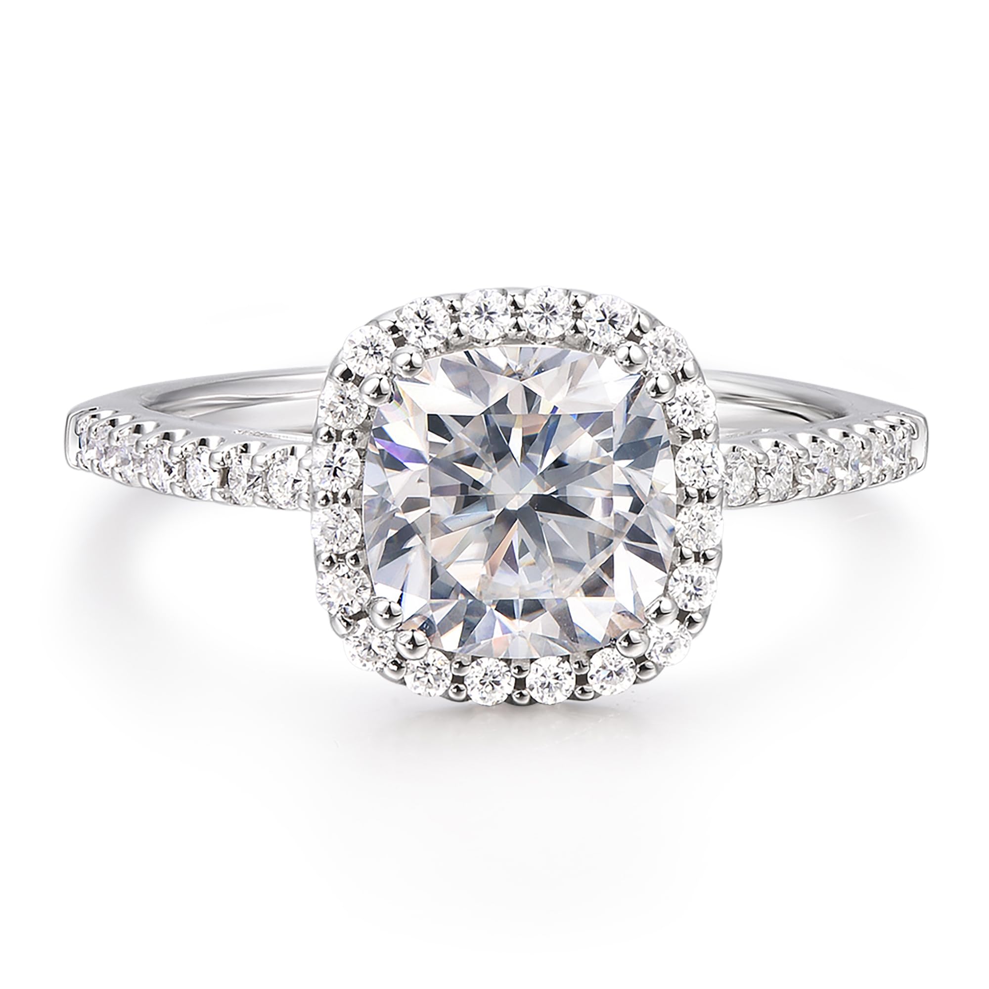 CGSRING Cushion Moissanite Rings, 2 Carat Cushion Cut Engagement Ring, Cushion Halo Engagement Ring (7)