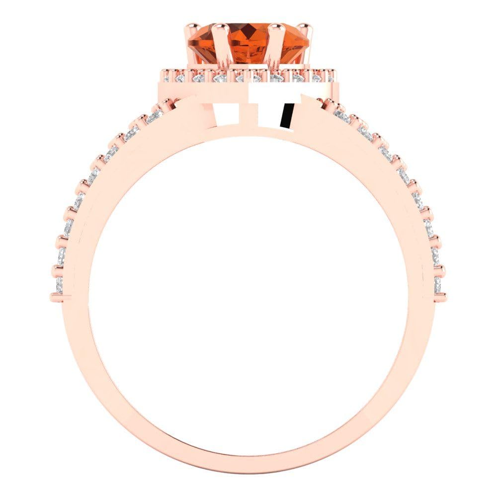 Clara Pucci 1.69ct Heart Cut Solitaire Halo split shank Red Ruby Designer Wedding Bridal art deco Anniversary Ring 14k Rose Gold 6