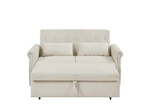 FULife Sleeper Sofa Chair Bed,Convertible Futon Loveseat Sofá Chair 3-in-1,Adjustable Pullout Chaise Lounge Couch Bed 2 Seaters with Adjustable Back for Living Room Apartment Small Space