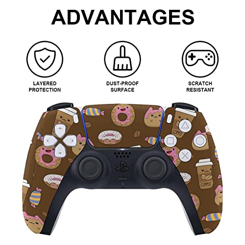 Coffee Beans Candies Donuts Full Protective Skin Cover Design Wrap Decal Sticker Compatible with PS5 Digital Edition Console and Controller
