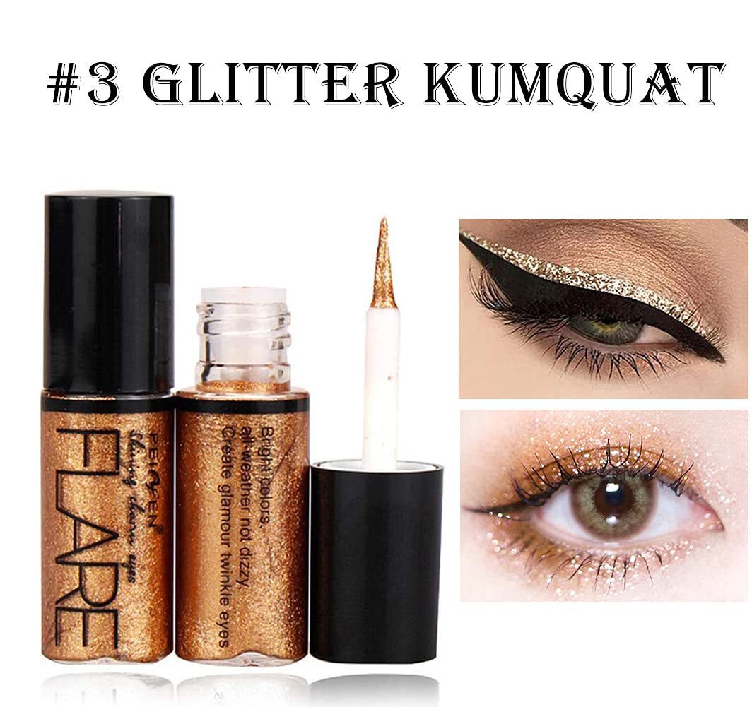 ETEDES Glitter Eyeshadow liquid Eyeliner, Long Lasting Waterproof Shimmer Metallic Glitter Eyeshadow, Eyeliner EyeShadow 4 clours (Styles #2)