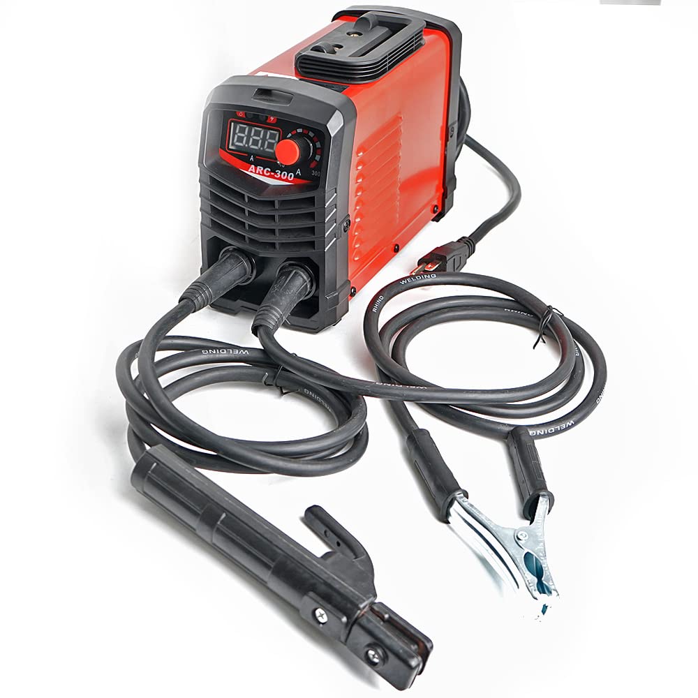 Evargc Stick Welder, Single Phase 110V 300Amp MMA Welder Machine, IGBT Inverter ARC Welding Machines Digital Display LCD Hot Start Arc Force Anti-Stick, Electrodes from 1/16 in. to 3/32 in With Gloves