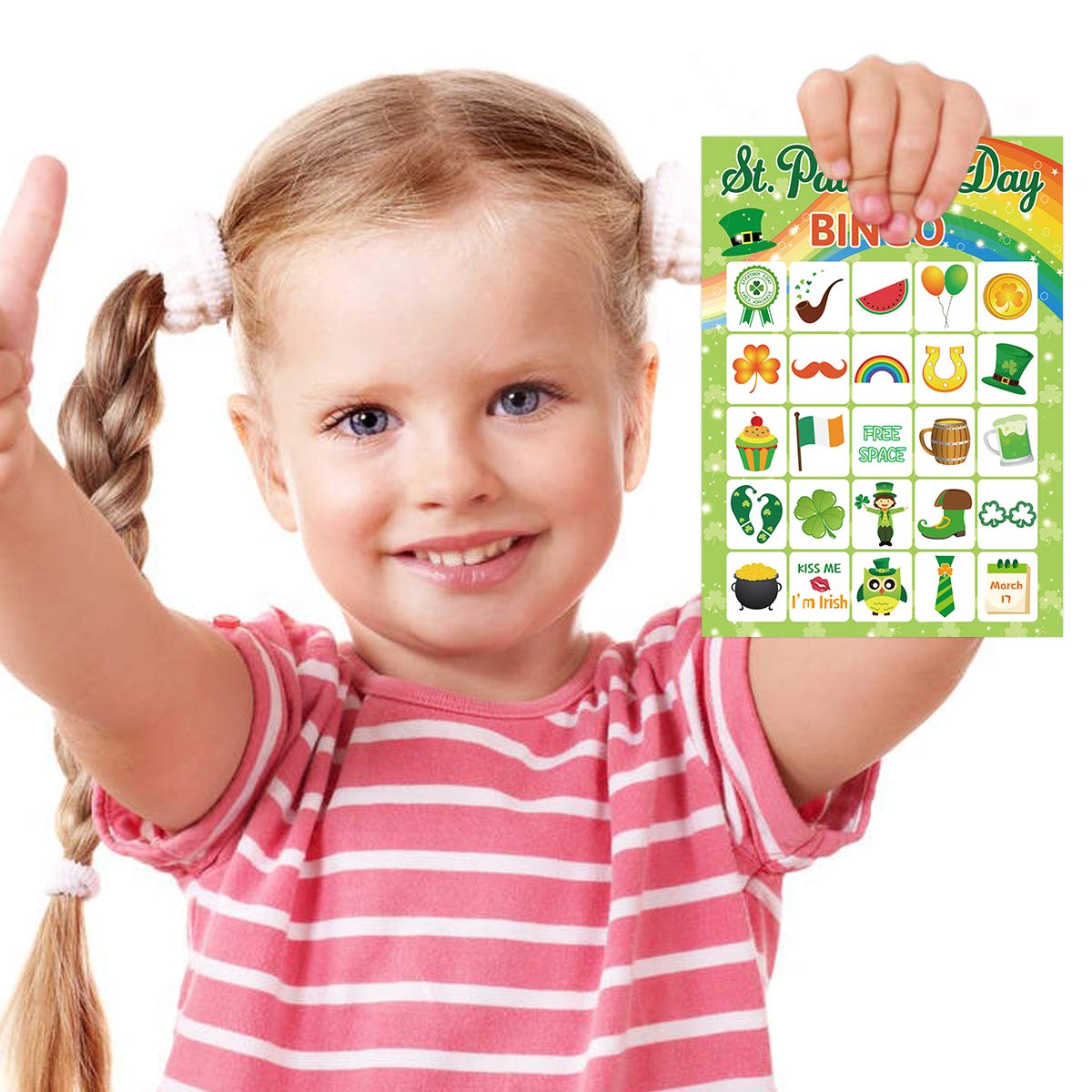 St.Patrick’s Day Bingo Game for Kids 24 Players Green Shamrock Party Game Supplies