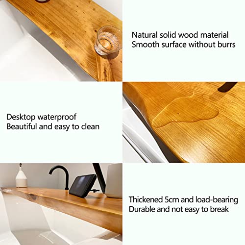 PENGFEI Bathtub Caddy Tray, Thicken 5cm Home Waterproof Solid Wood Bath Tub Table Shelf, Caddy Tub Holder Reading Rack for Tablet Books Candles, Easy to Clean (Size : 100x30cm)