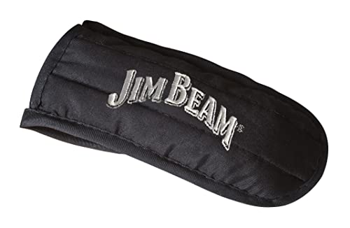 Jim Beam JB0159, Heavy Duty Construction, Pre Seasoned Cast Iron Skillet with Wooden Base and Mitt, Black,Small