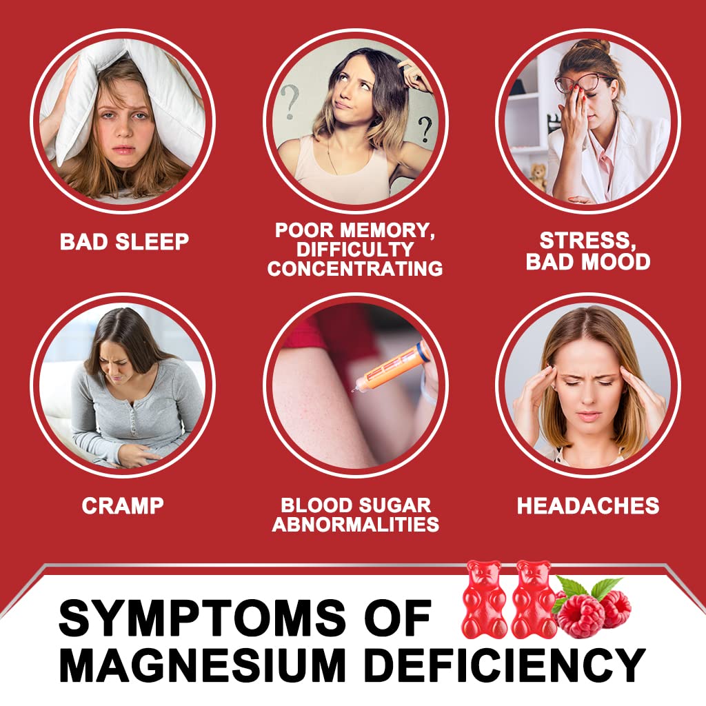 Magnesium Glycinate Gummies 400mg, Magnesium L-Threonate 200mg - Chelated Magnesium Potassium Complex Supplement with VitD, B6, CoQ10, Supports for Memory, Calm, Mood & Sleep - 60 Count (Pack of 2)