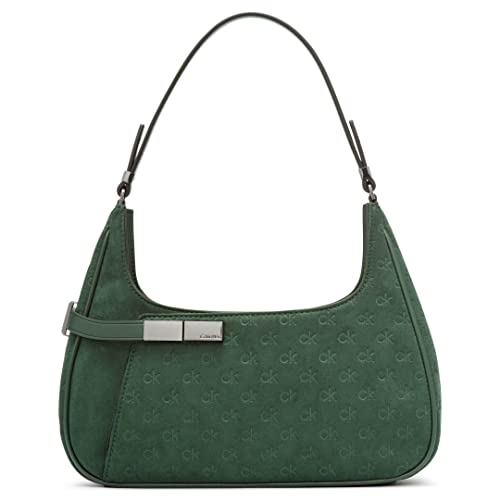 Calvin Klein Jade Top Zip Shoulder Bag, Deep Forest Emboss,One Size